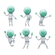 Cartoon Aliens in Various Action Poses, Vectors | GraphicRiver