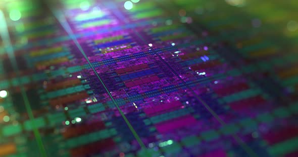 Computer CPU chip on silicon wafer. , Motion Graphics | VideoHive