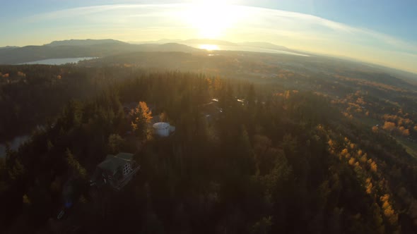 Bellingham Washington Aerial Fly Over Mountain Top Real Estate View Of ...