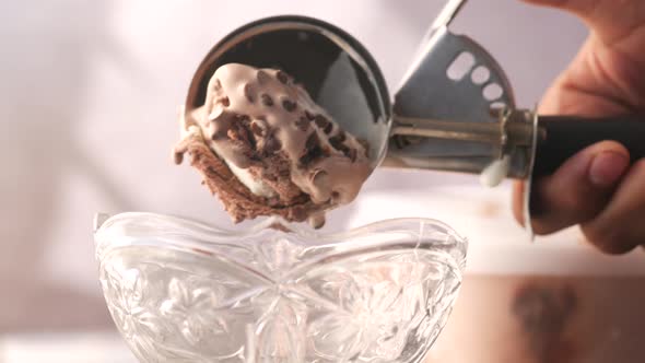 Hand Picking Ice Cream with a Spoon From a Bowl, Stock Footage | VideoHive