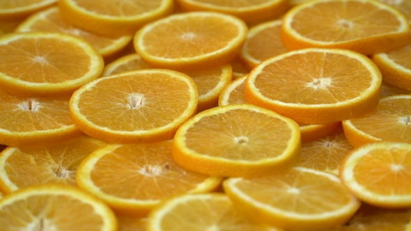 Rotate Fresh Citrus Oranges Fruits. Seamless Loop Spinning Sliced ...