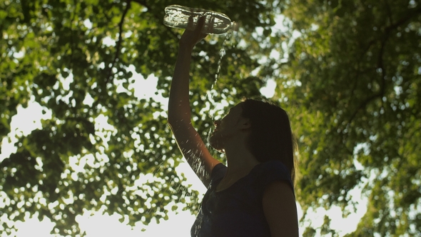 Lovely Fit Woman Pouring Water Over Body at Sunset, Stock Footage ...