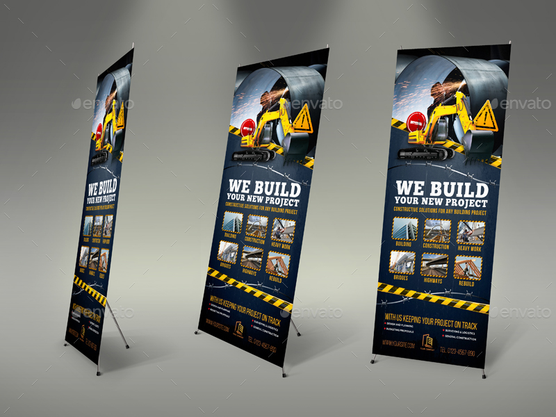 Construction Business Signage Roll Up Template Vol.6, Print Templates