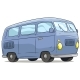 Cartoon Cute Blue Retro Van Bus Vector Icon, Vectors | GraphicRiver