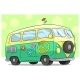Cartoon Retro Van Bus with Peace Sign and Flower, Vectors | GraphicRiver