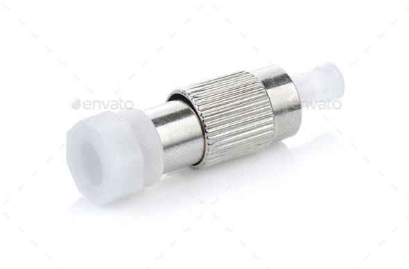 fiber optic connectors, ST, SC and FC isolated on white backgrou Stock ...