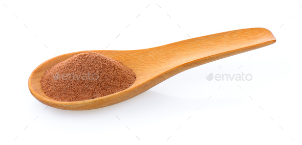 malt extract in wood spoon on white background Stock Photo by sommai