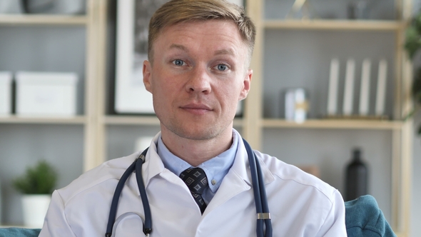 Yes, Serious Confident Doctor Shaking Head To Agree, Stock Footage