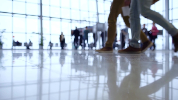 People Walk Inside a Bright, Modern Building, Stock Footage | VideoHive