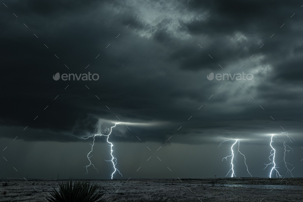 Lightning storm over field in Oklahoma Stock Photo by joebelanger ...