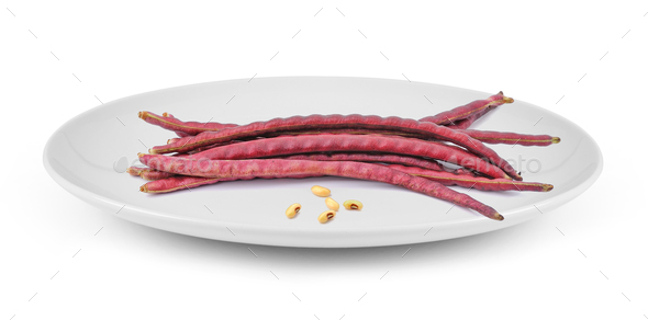 red beans in plate isolated on white background Stock Photo by sommai