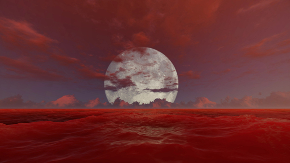 Blood Ocean With Full Moon, Motion Graphics | VideoHive