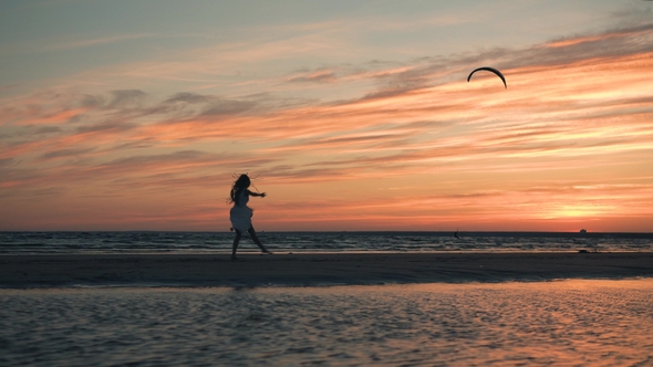 Young Woman Performing Gorgeous Dance on the Beach, Stock Footage ...