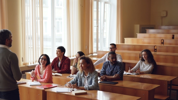 Young People College Students Are Laughing and Talking To Friendly ...