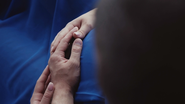 View of Male and Female Hands Hold Womb in Belly., Stock Footage ...