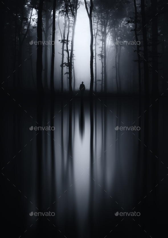 Haunted forest dark lake reflection Stock Photo by andreiuc88 | PhotoDune