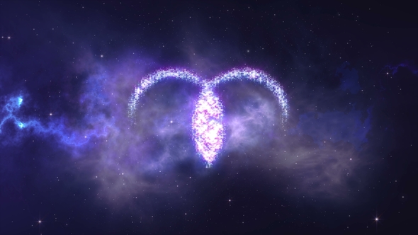 Zodiac Sign Aries Forming From the Stars with Space Background, Motion ...