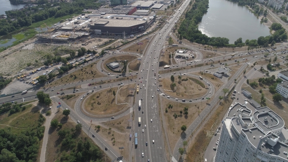 Flyover the Complex Road Junction, Stock Footage | VideoHive