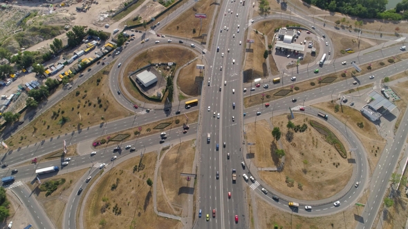 Flying Over the Complex Road Junction. FullHD, Stock Footage | VideoHive