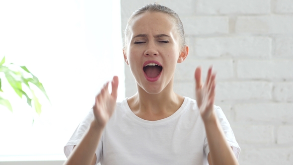 Screaming Loud Beautiful Young Woman, Portrait, Stock Footage | VideoHive