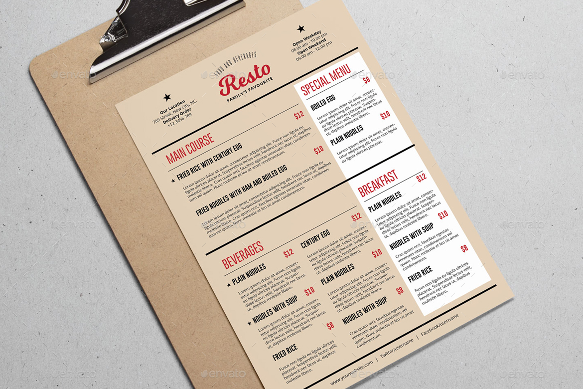 Family Resto Menu Template, Print Templates | GraphicRiver