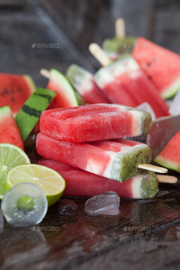 Frozen water melon popsicles Stock Photo by BarbaraNeveu | PhotoDune