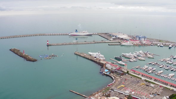 Aerial Shot Seaport with Ships, Stock Footage | VideoHive