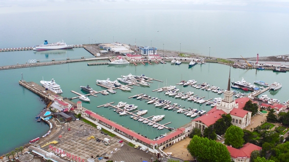 Sea Port in Sochi Russia, Aerial Shot, Stock Footage | VideoHive