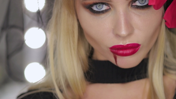 Crop Vampire Lady Posing for Camera, Stock Footage | VideoHive