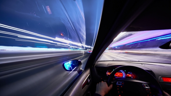 Video Car Moving in a Night City, Stock Footage | VideoHive