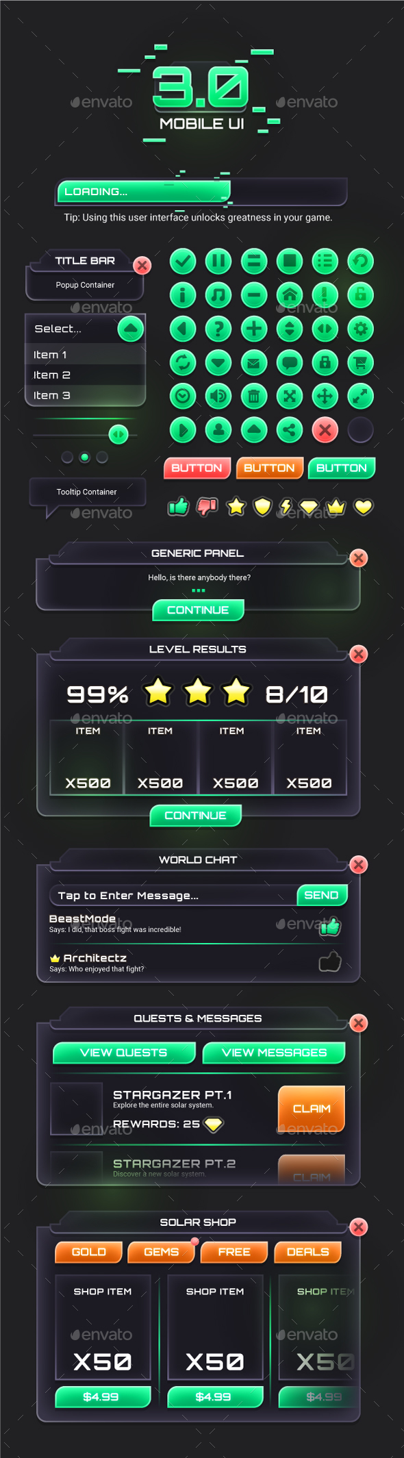 Mobile Game UI Bundle 1, Game Assets | GraphicRiver