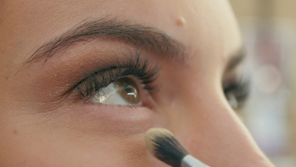 Professional Artist Applying Eye Shadows on Face, Stock Footage | VideoHive