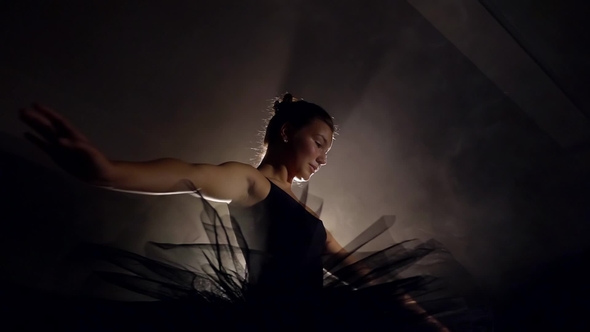 Young Smiling Ballet Dancer Is Making Moves By Hands and Standing in ...