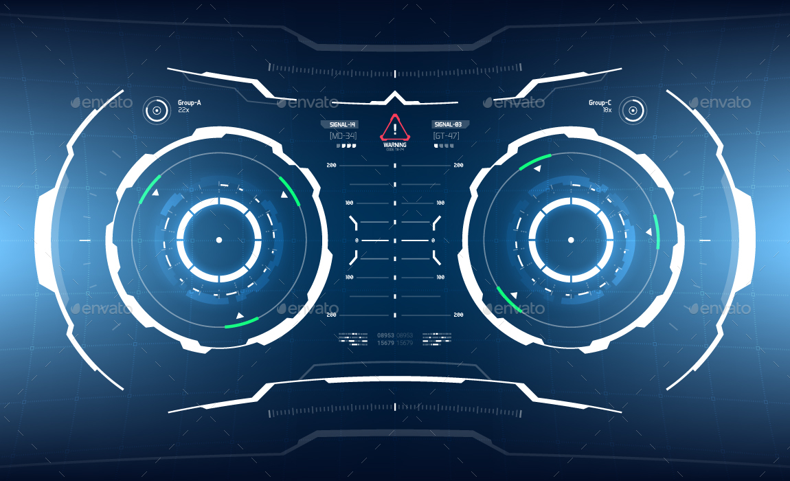 Conceptual 10 Hi-Tech HUD Set, Vectors | GraphicRiver