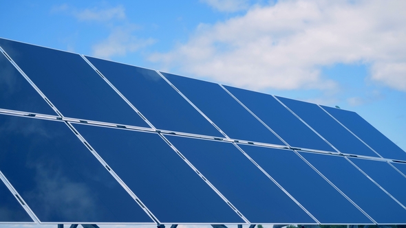 Blocks of Solar Panels on a Sky Background, Stock Footage | VideoHive
