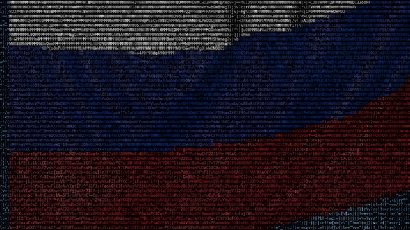 Waving Flag of Russia Made of Text Symbols on a Computer Screen, Motion ...