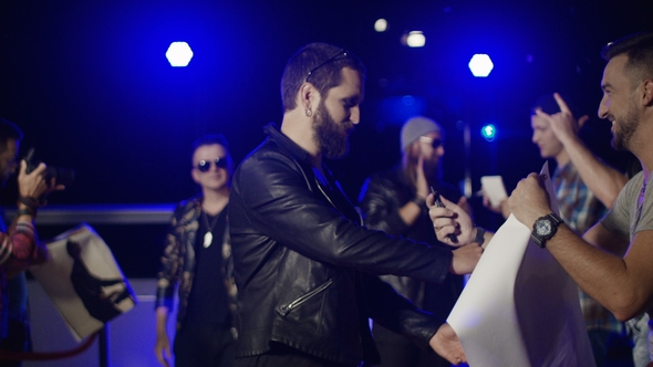 Musicians Giving Autographs To Fans, Stock Footage | VideoHive