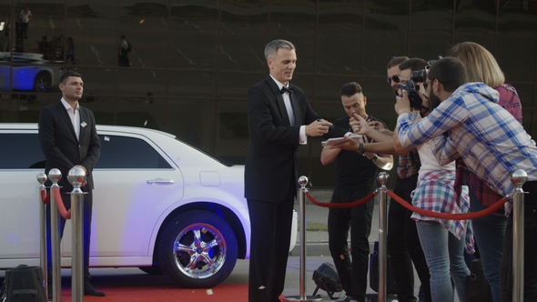 Adult Celebrity Giving Autographs on Red Carpet, Stock Footage | VideoHive