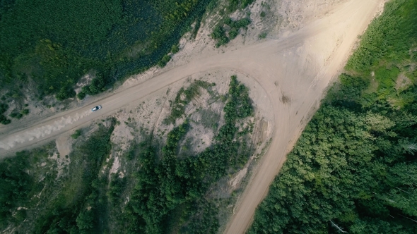 Top View the Rally Car Undergoes a Sharp Turn, Stock Footage | VideoHive