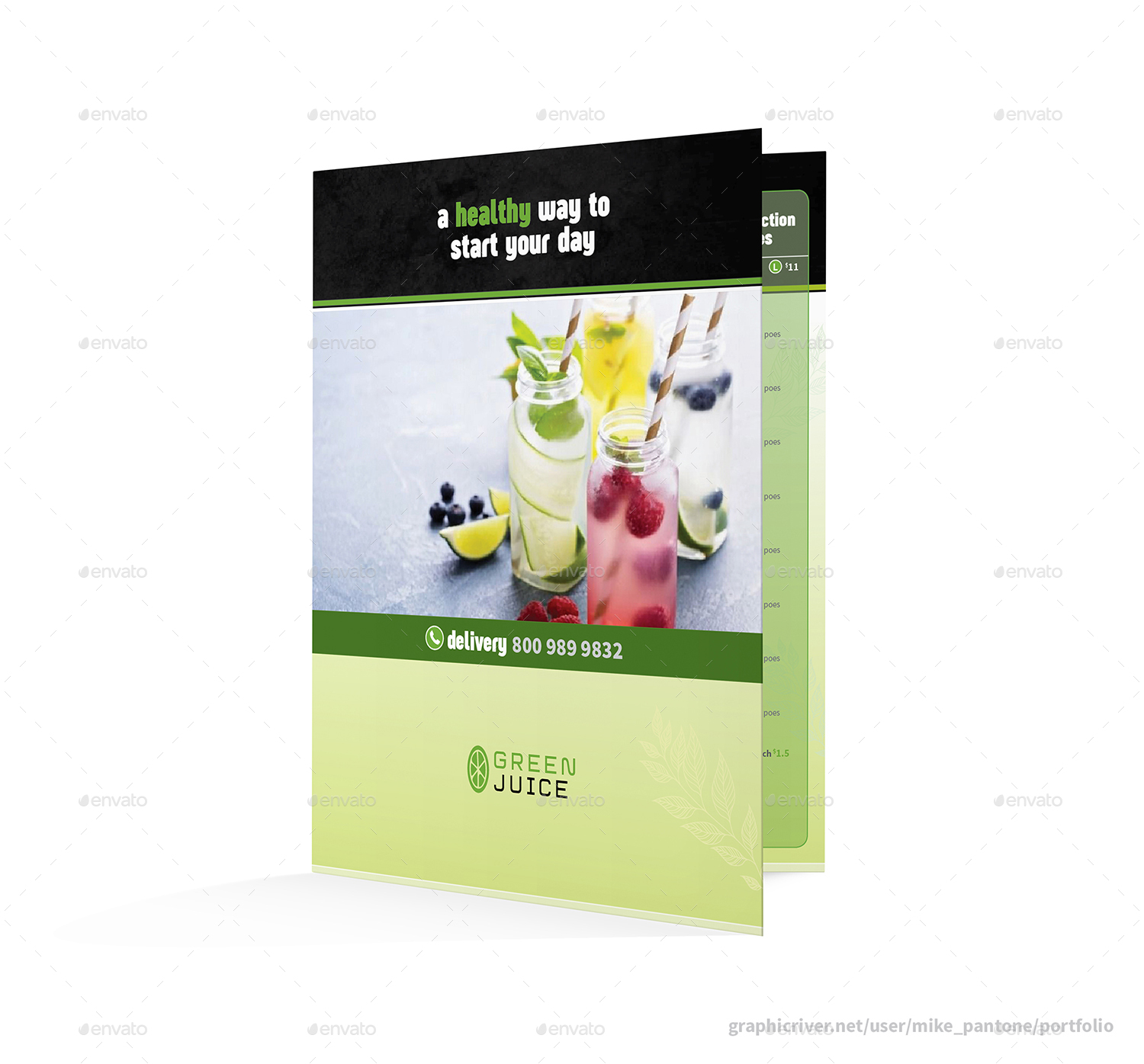 Juice Bar Bifold / Halffold Menu, Print Templates | GraphicRiver