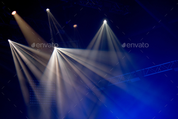 Stage lights with smoke on concert Stock Photo by salajean | PhotoDune