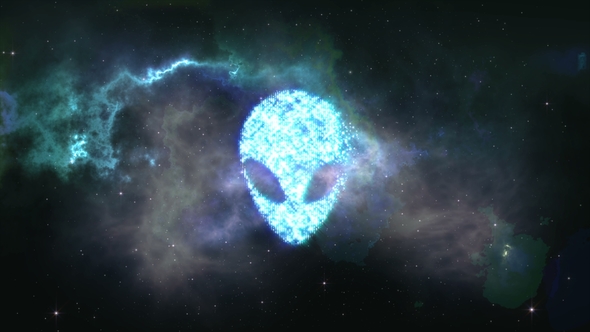 Alien Face Forming From the Stars with Space Background, Motion Graphics