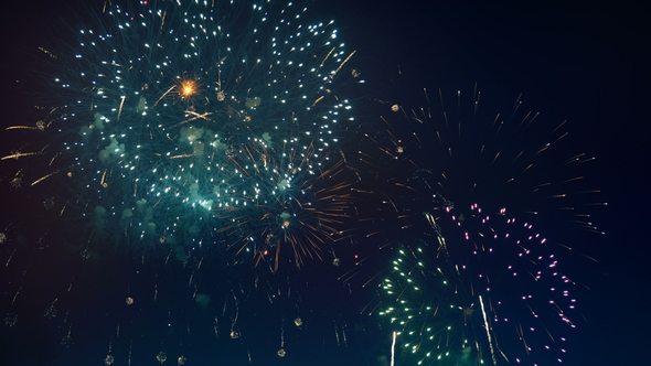 Blue Fireworks in the Sky, Stock Footage | VideoHive