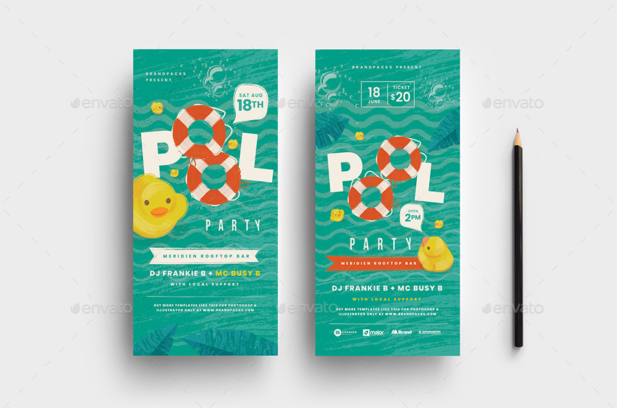 Pool Party DL Rack Card Template, Print Templates | GraphicRiver