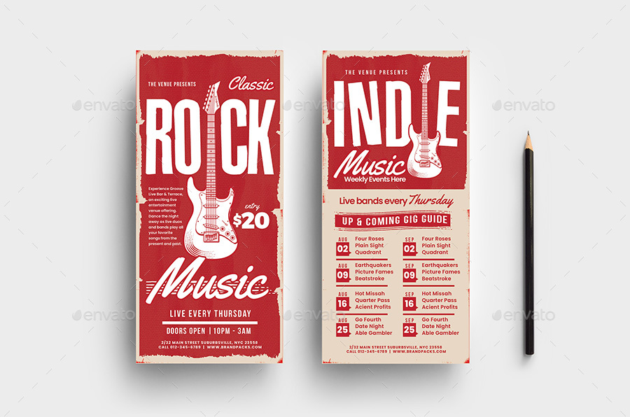 Indie Gig Rack Card, Print Templates | GraphicRiver