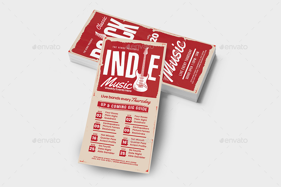 Indie Gig Rack Card, Print Templates | GraphicRiver