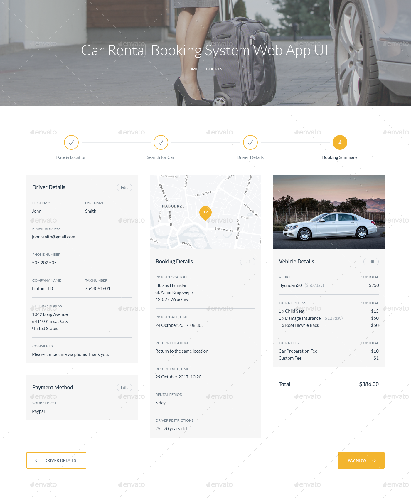 Car Rental Booking System Web App UI, Web Elements | GraphicRiver
