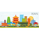 Xian China Skyline with Color Buildings, Vectors | GraphicRiver