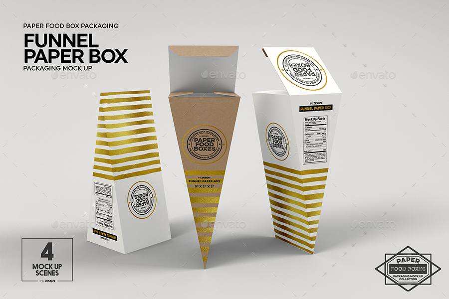 Funnel Paper Box Packaging Mockup by incybautista | GraphicRiver