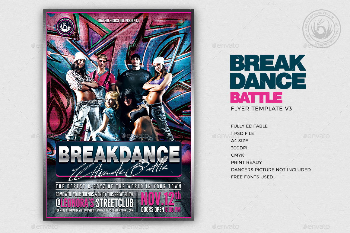 Breakdance Battle Flyer Template V3, Print Templates | GraphicRiver
